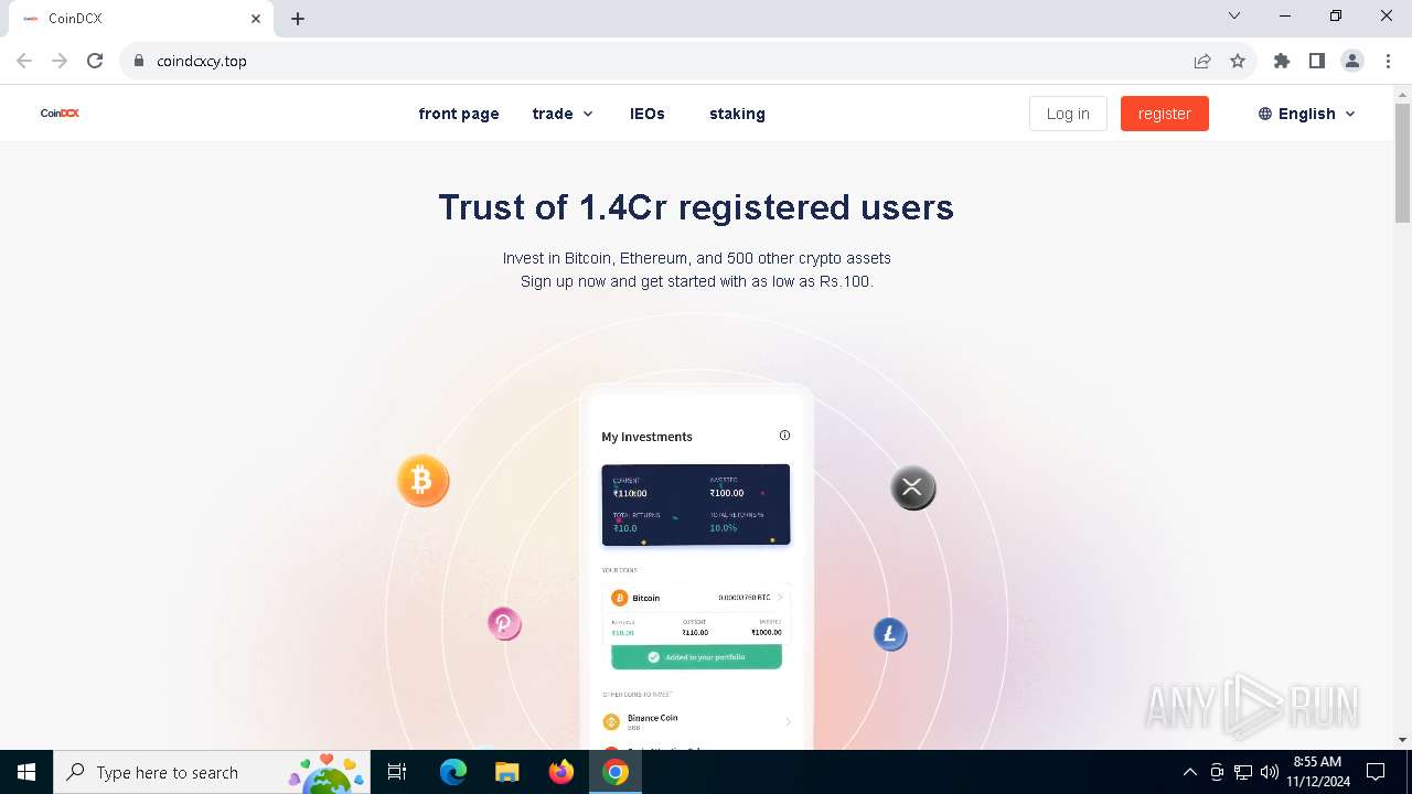 Analysis https://m.coindcxcy.top No threats detected - Interactive analysis ANY.RUN