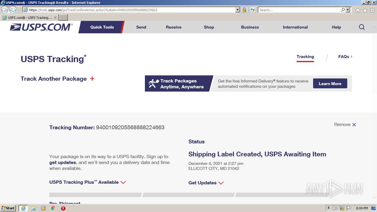 Malware analysis https://tools.usps.com/go/TrackConfirmAction.action?tLabels ...