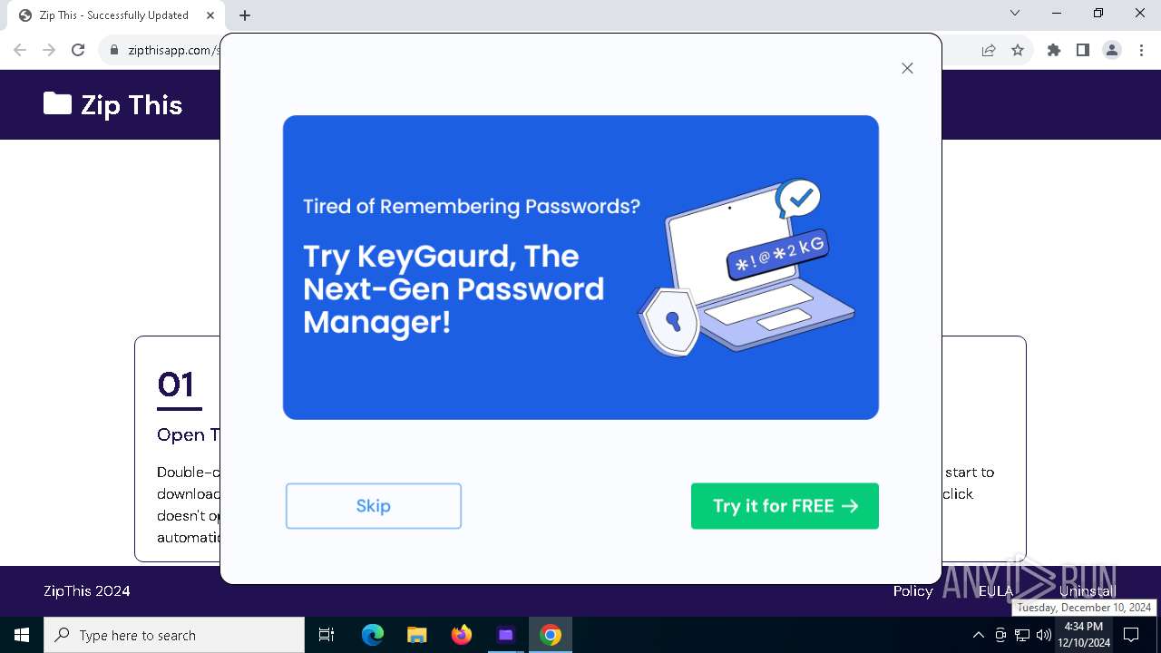 Malware Analysis Zipthis.exe Malicious Activity