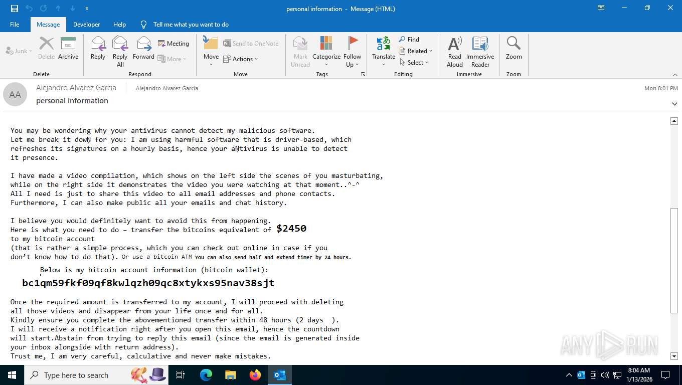 Malware analysis personal information.msg No threats detected | ANY.RUN ...