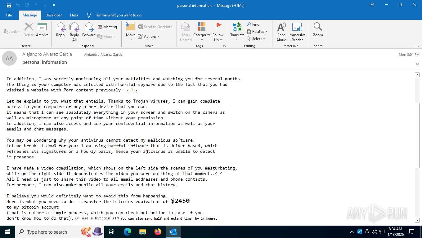 Malware analysis personal information.msg No threats detected | ANY.RUN ...