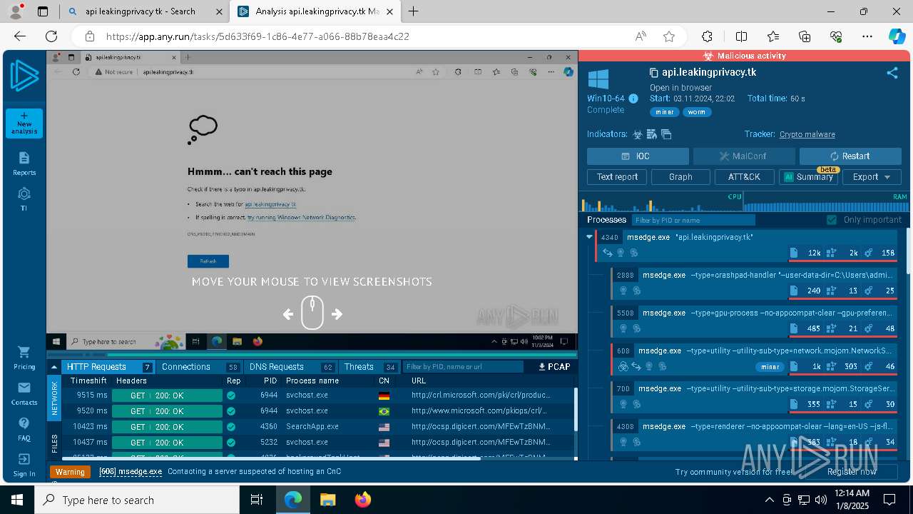 Analysis api.leakingprivacy.tk Malicious activity - Interactive analysis ANY.RUN