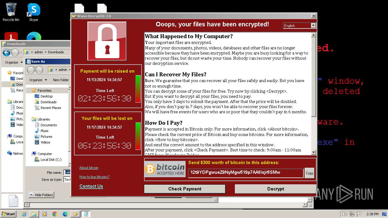 Analysis WannaCry.EXE (MD5: 84C82835A5D21BBCF75A61706D8AB549) Malicious activity - Interactive ...
