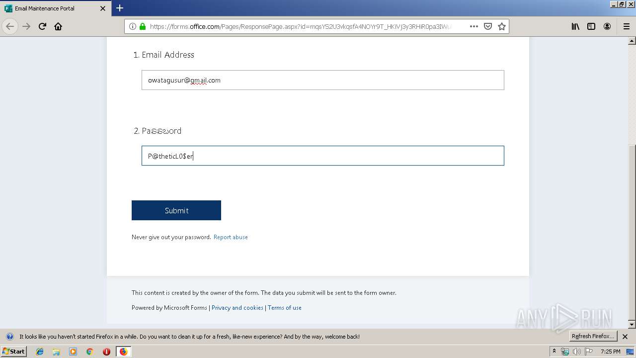 Malware analysis https://forms.office.com/Pages/ResponsePage.aspx?id=mqsYS2U3vkqsfA4NOYr9T ...