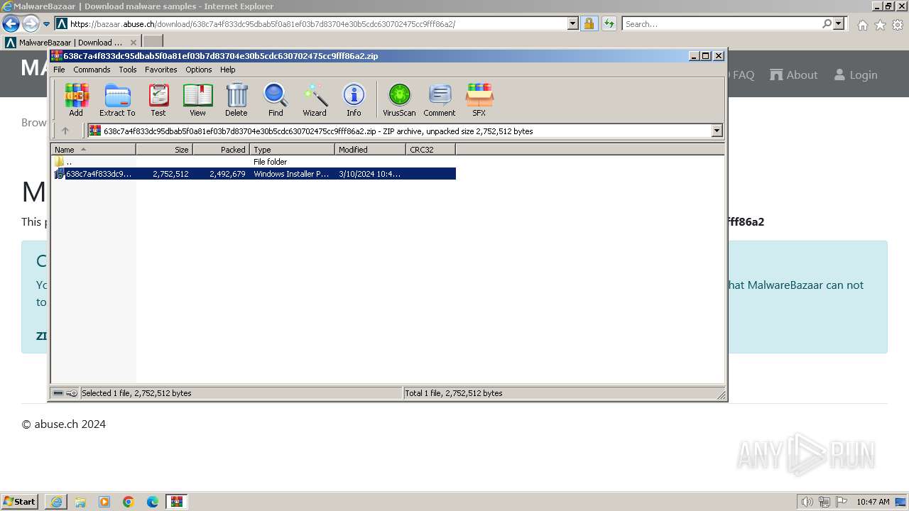Malware analysis https://bazaar.abuse.ch/download ...