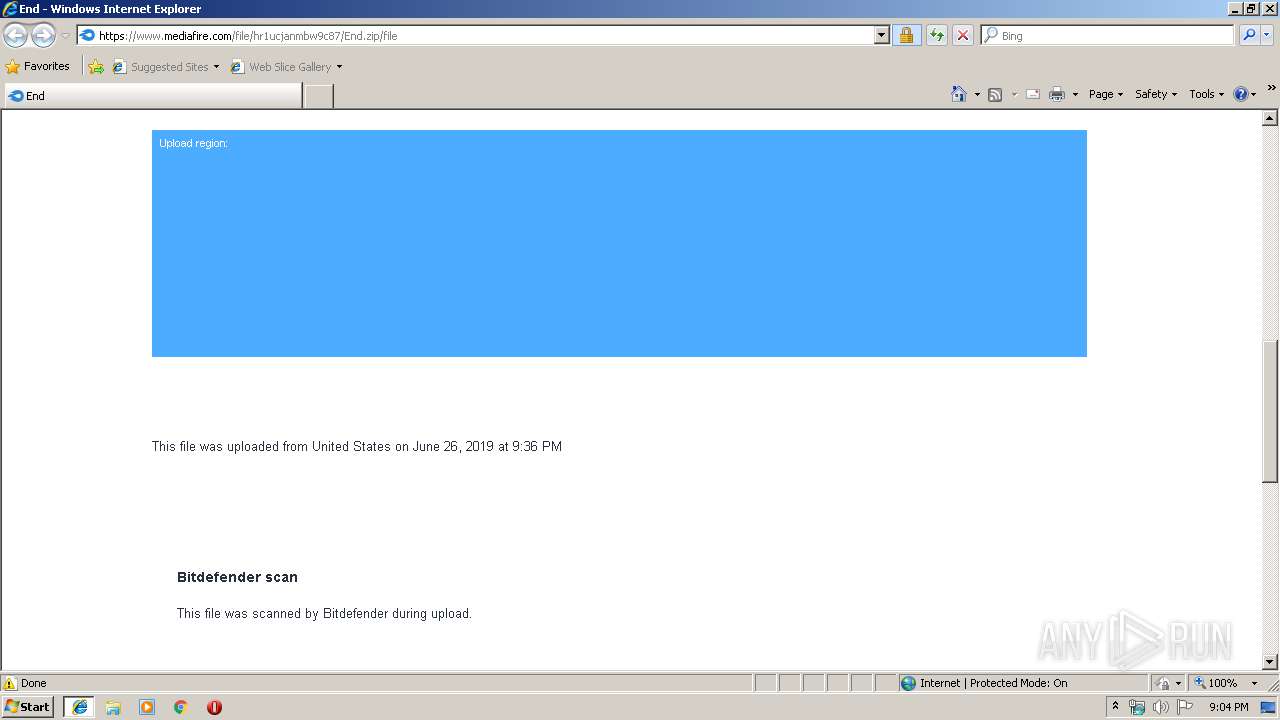 Analysis https://www.mediafire.com/file/hr1ucjanmbw9c87/End.zip/file ...