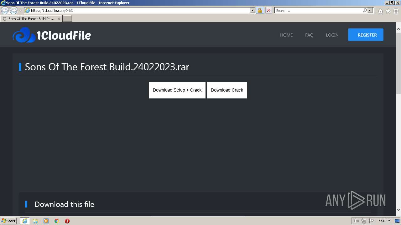 Malware analysis https://1cloudfile.com/9ybD Malicious activity | ANY.RUN - Malware Sandbox Online