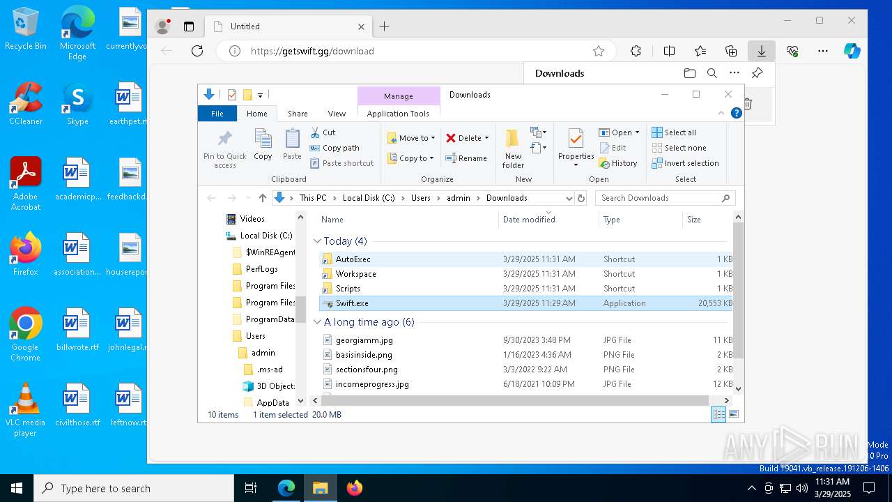Malware analysis https://getswift.gg/download Malicious activity | ANY.RUN - Malware Sandbox Online