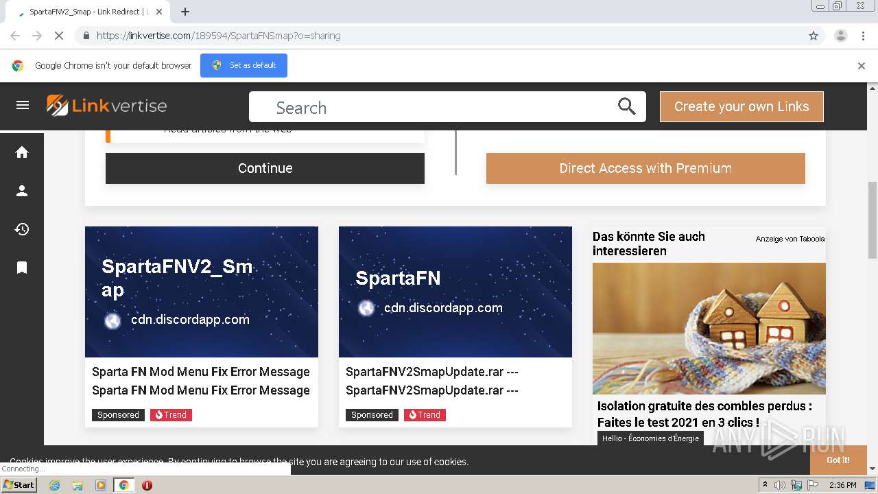 Malware analysis https://linkvertise.com/189594/SpartaFNSmap?o=sharing Malicious activity | ANY ...