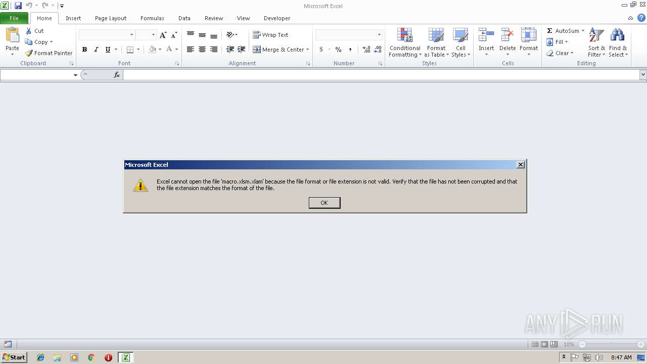 Malware analysis macro.xlsm No threats detected | ANY.RUN - Malware ...