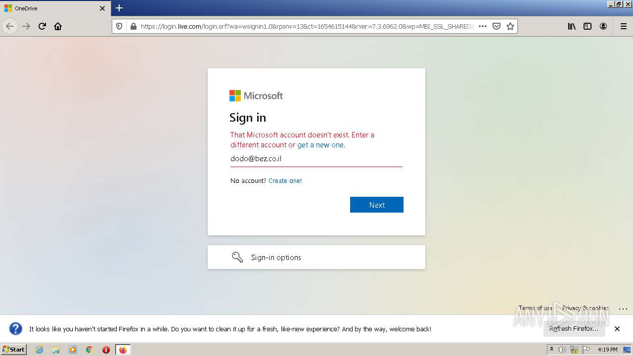 Malware analysis https://1drv.ms/x/s!AMpeT_qTrvwXhR0 Malicious activity ...