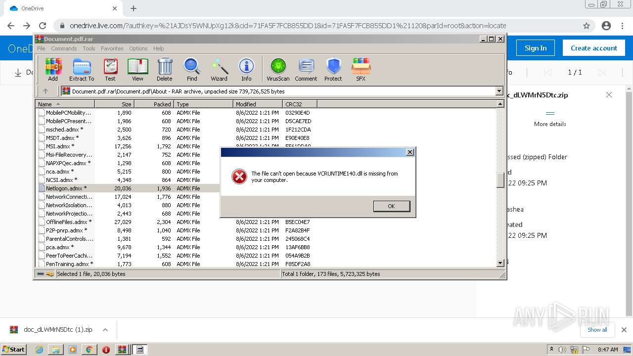 Malware analysis https://1drv.ms/u/s!AtFdhct_X_pxeJDsY5WNUpXg12k Malicious activity | ANY.RUN ...