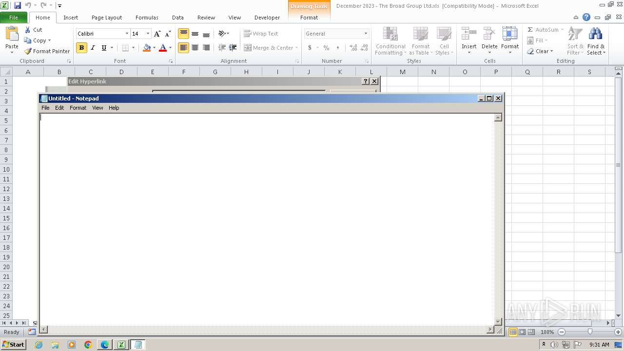 Malware analysis December 2023 - The Broad Group Ltd.xls Suspicious activity | ANY.RUN - Malware ...