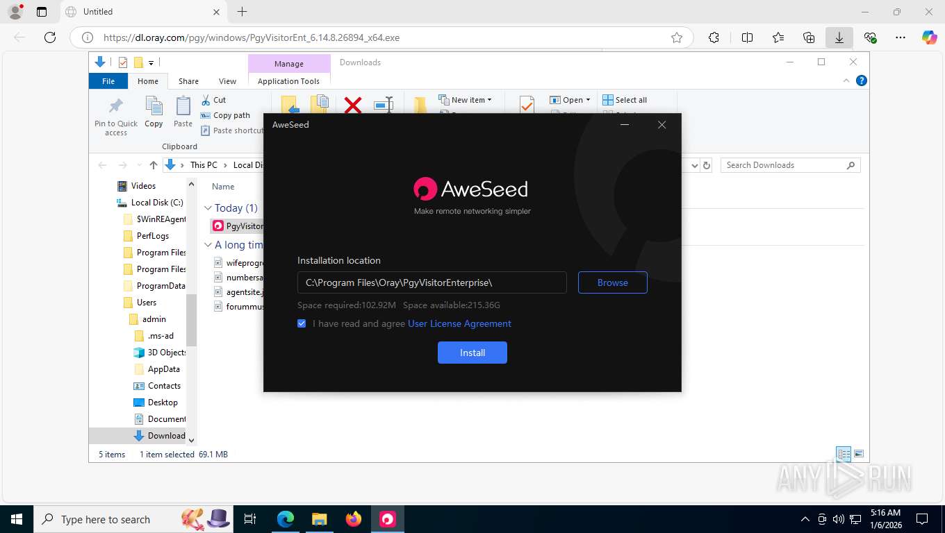 Malware analysis https://dl.oray.com/pgy/windows/PgyVisitorEnt_6.14.8 ...