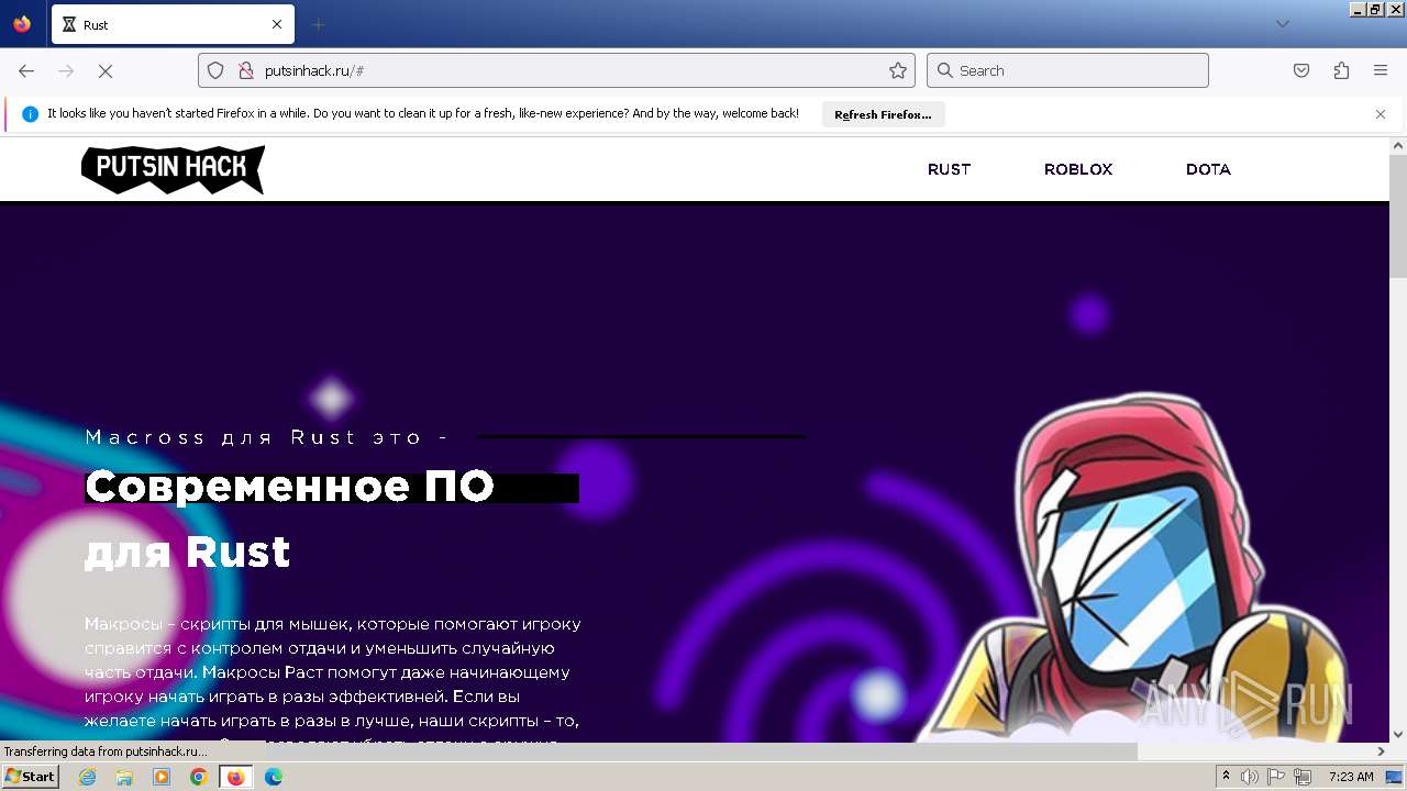 Analysis http://putsinhack.ru/ Malicious activity - Interactive analysis ANY.RUN