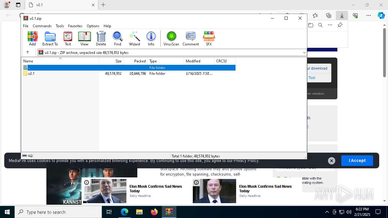 Analysis https://www.mediafire.com/file/qe10xjan7kmugfr/v2.1.zip/file Malicious activity ...