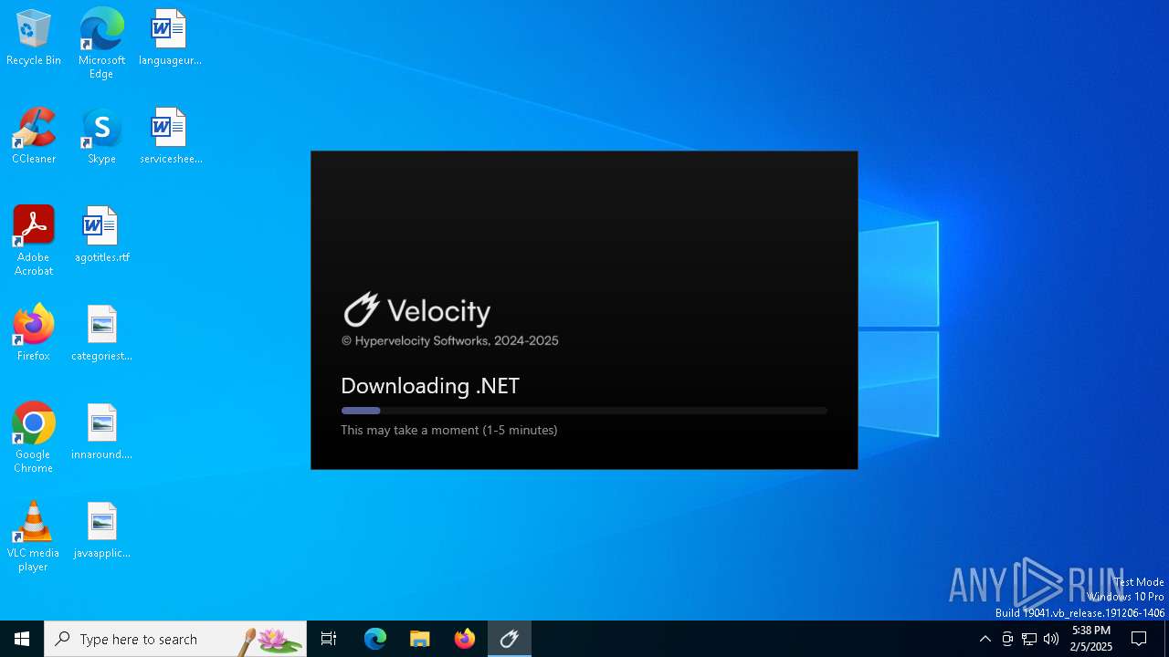 Analysis Velocity Bootstrapper.exe (MD5 ...
