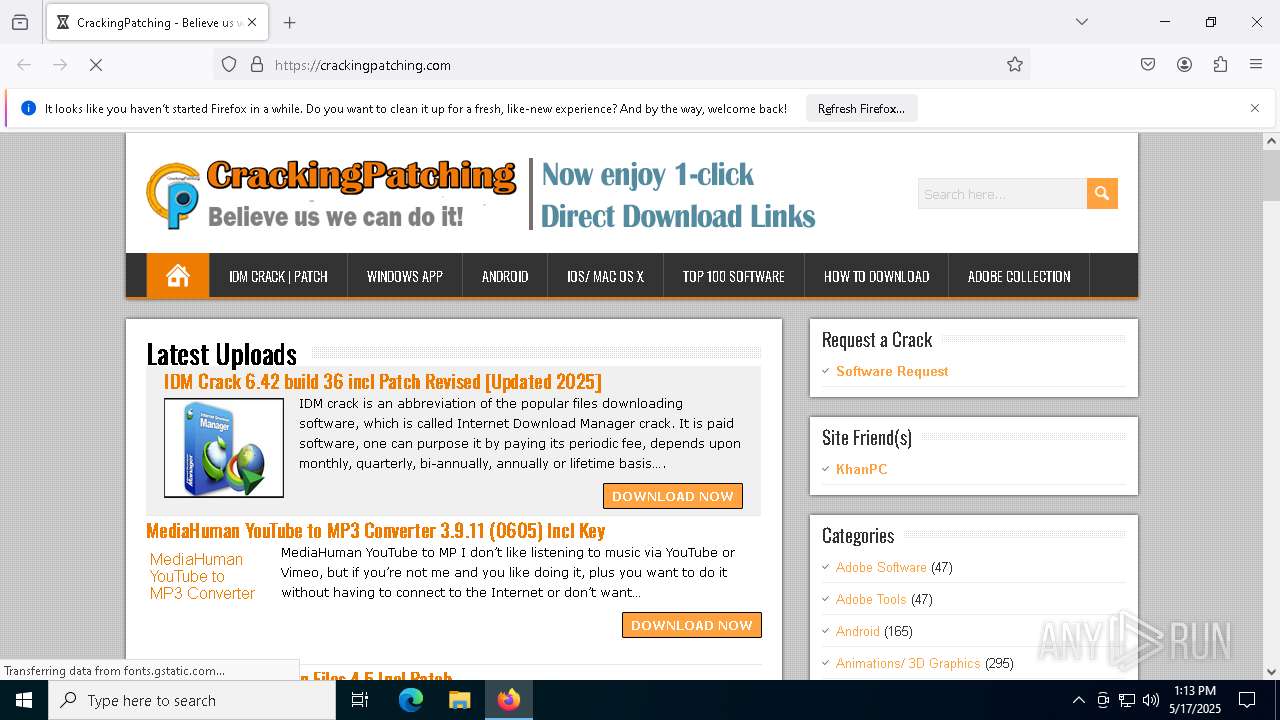 Malware analysis crackingpatching.com Malicious activity | ANY.RUN ...
