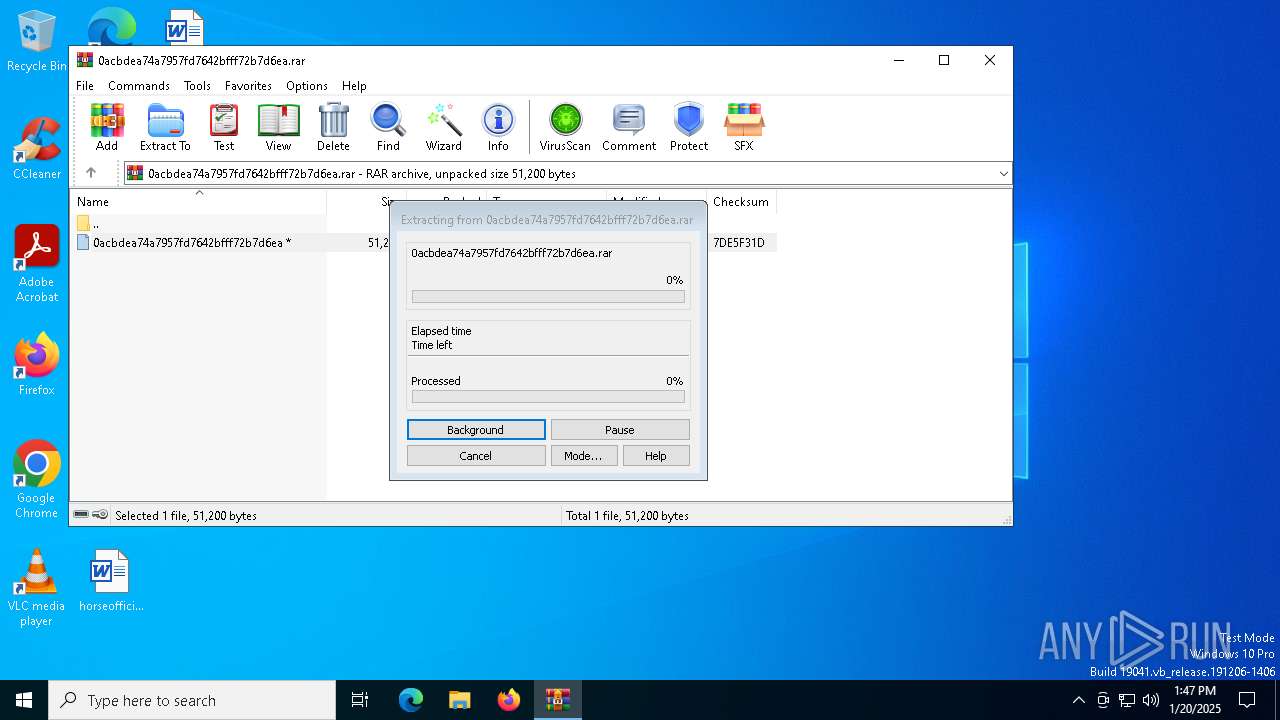 Malware analysis 0acbdea74a7957fd7642bfff72b7d6ea.rar No threats ...
