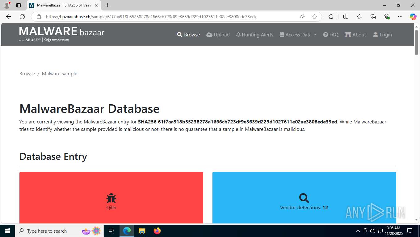 Analysis https://bazaar.abuse.ch/sample ...