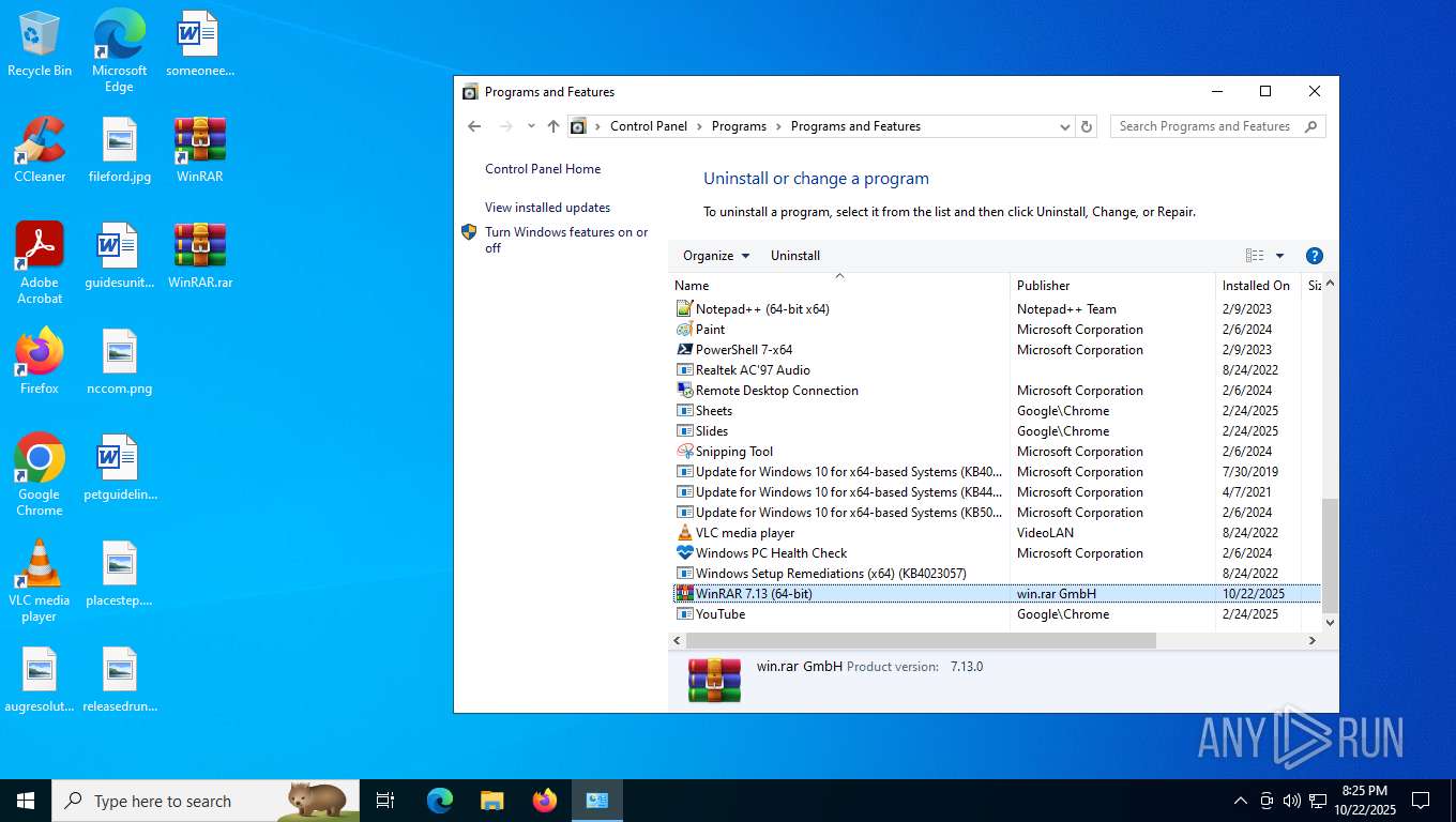 Malware analysis winrar-x64-713.exe Suspicious activity | ANY.RUN ...