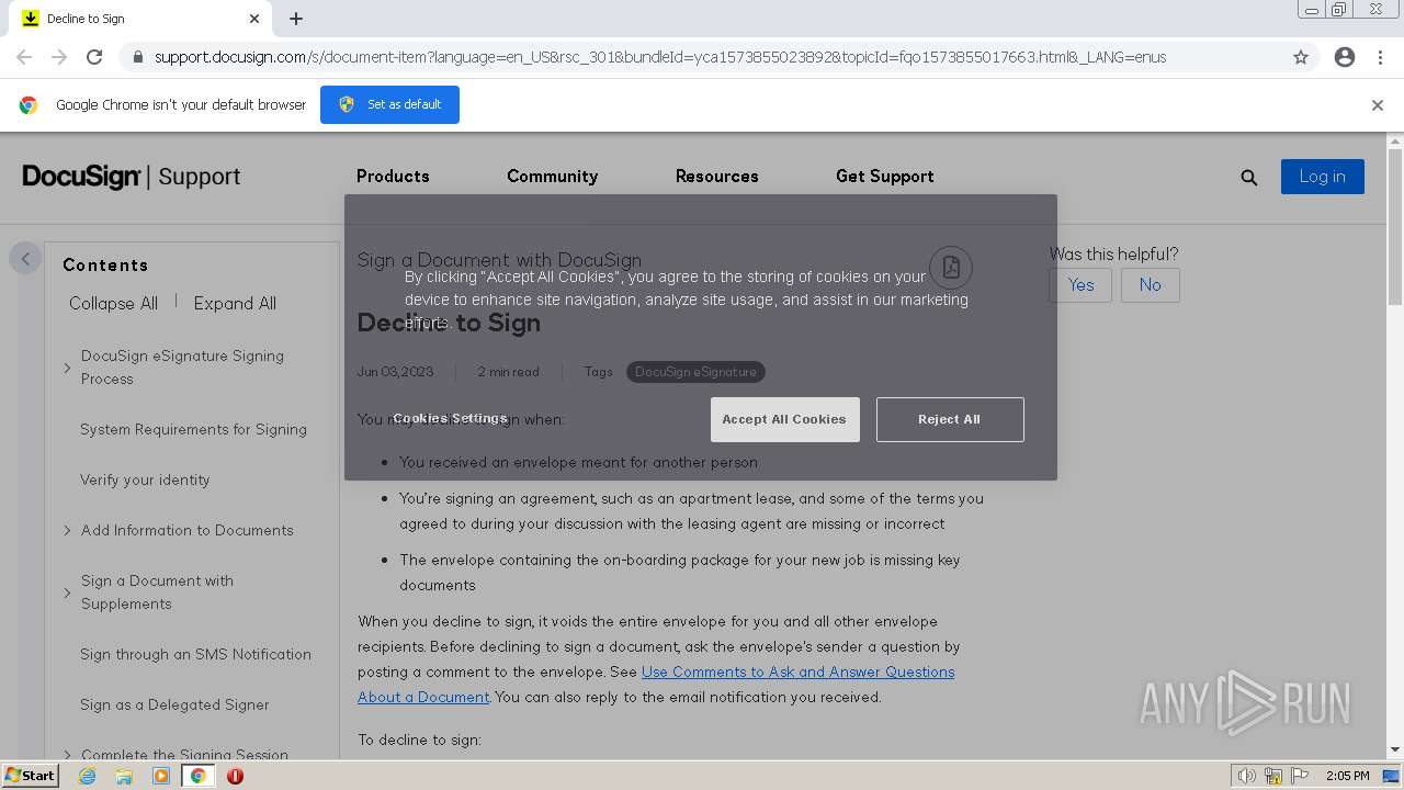 Malware analysis https://support.docusign.com/en/guides/Declining-to-sign-DocuSign-Signer-Guide ...