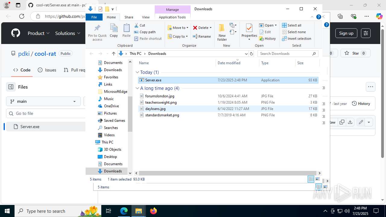 Analysis https://github.com/pdki/cool-rat/blob/main/Server.exe Malicious activity - Interactive ...