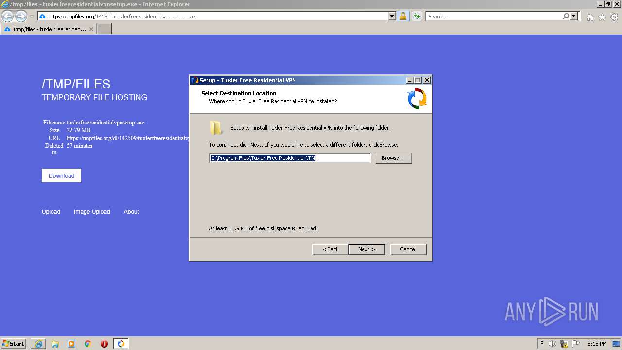 Malware analysis https://tmpfiles.org/142509/tuxlerfreeresidentialvpnsetup.exe Malicious ...