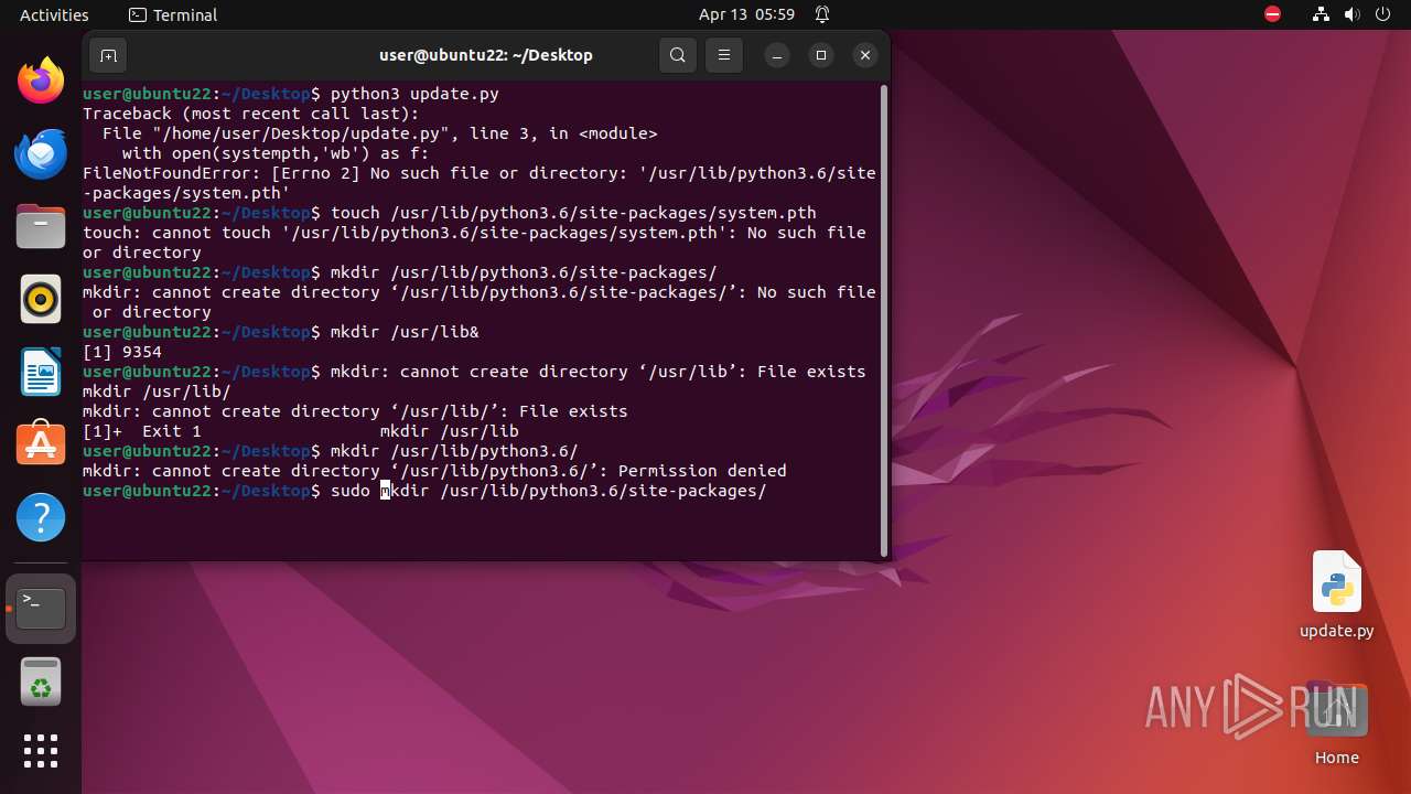 Analysis update.py (MD5: 0C1554888CE9ED0DA1583DBDF7B31651) No threats detected - Interactive ...