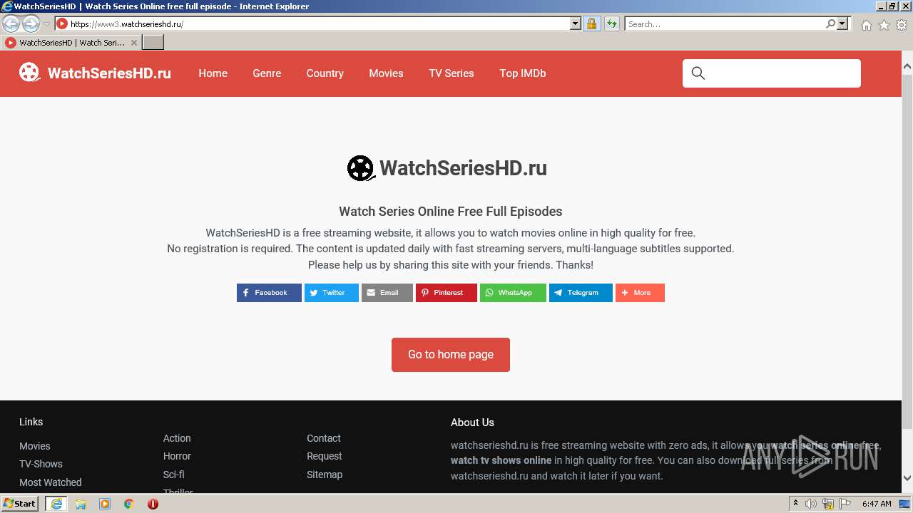 Malware analysis http://www3.watchserieshd.ru Malicious activity | ANY ...