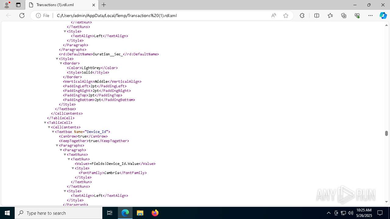 Analysis Transactions (1).rdl (MD5: 0D1E6CBBDF9486BF6B8315615AB2C4E0) No threats detected ...