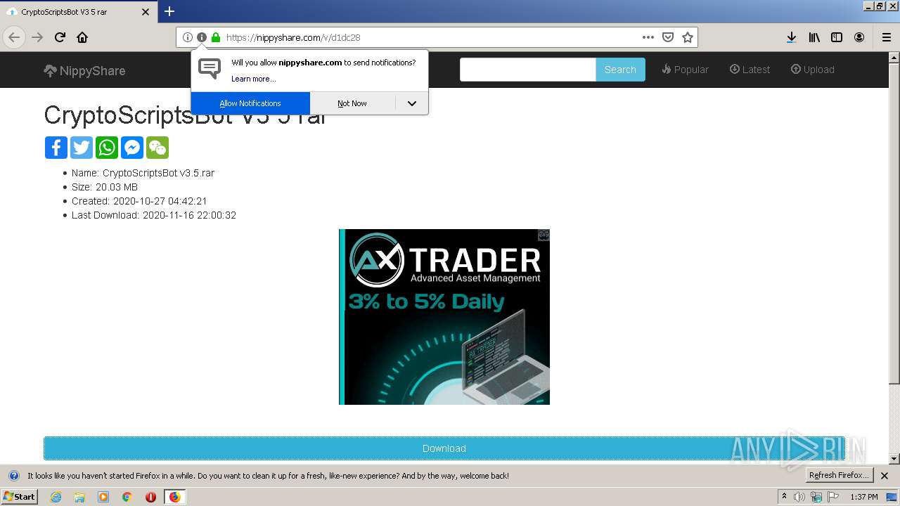 Malware Analysis Https: Nippyshare.com V D1dc28 Malicious Activity