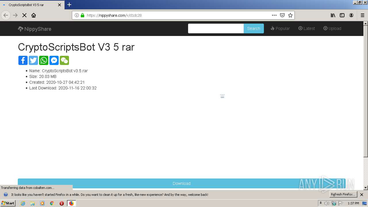 Malware analysis https://nippyshare.com/v/d1dc28 Malicious activity ...