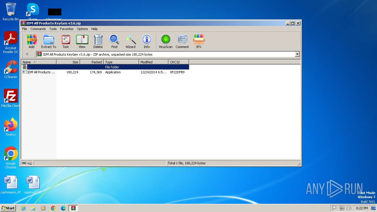 Malware analysis IDM All Products KeyGen v3.6.zip Malicious activity ...