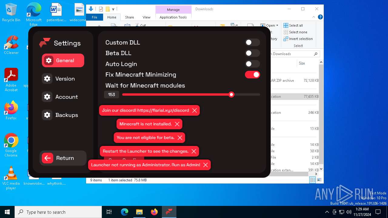 Malware analysis https://raw.githubusercontent.com/flarialmc/newcdn ...