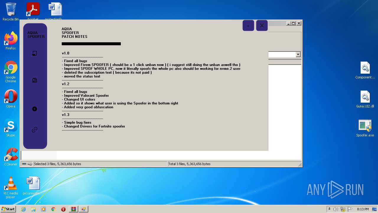 Malware analysis AQUA SPOOFER NEW UI.zip Malicious activity | ANY.RUN ...