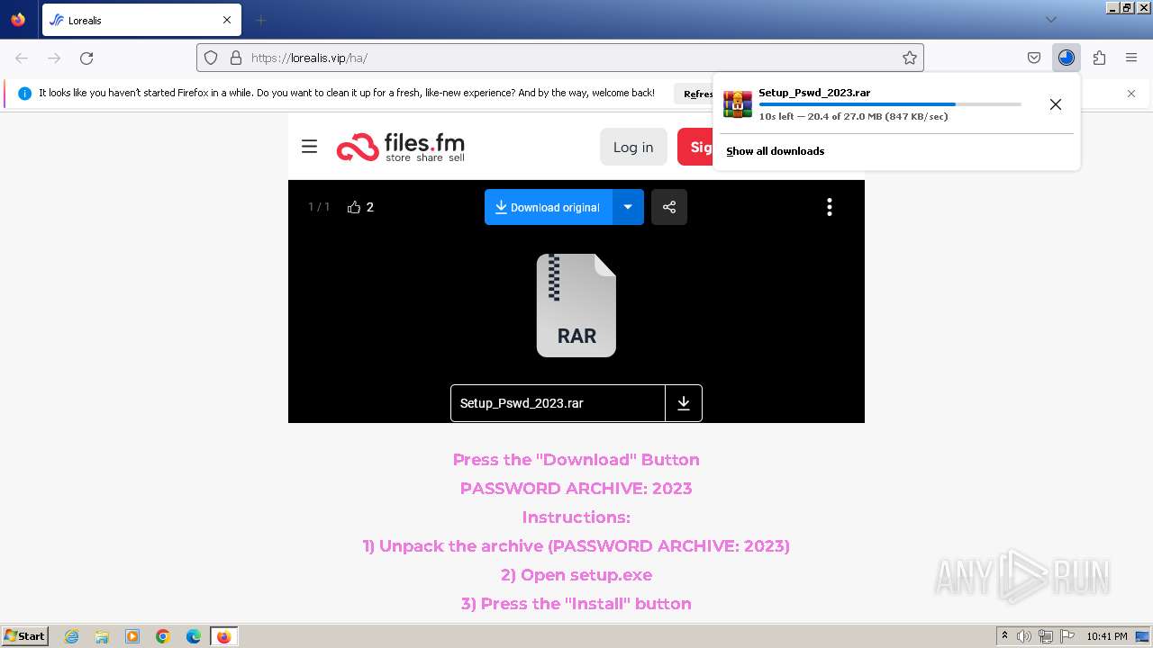 Analysis https://lorealis.vip/ha Malicious activity - Interactive analysis ANY.RUN