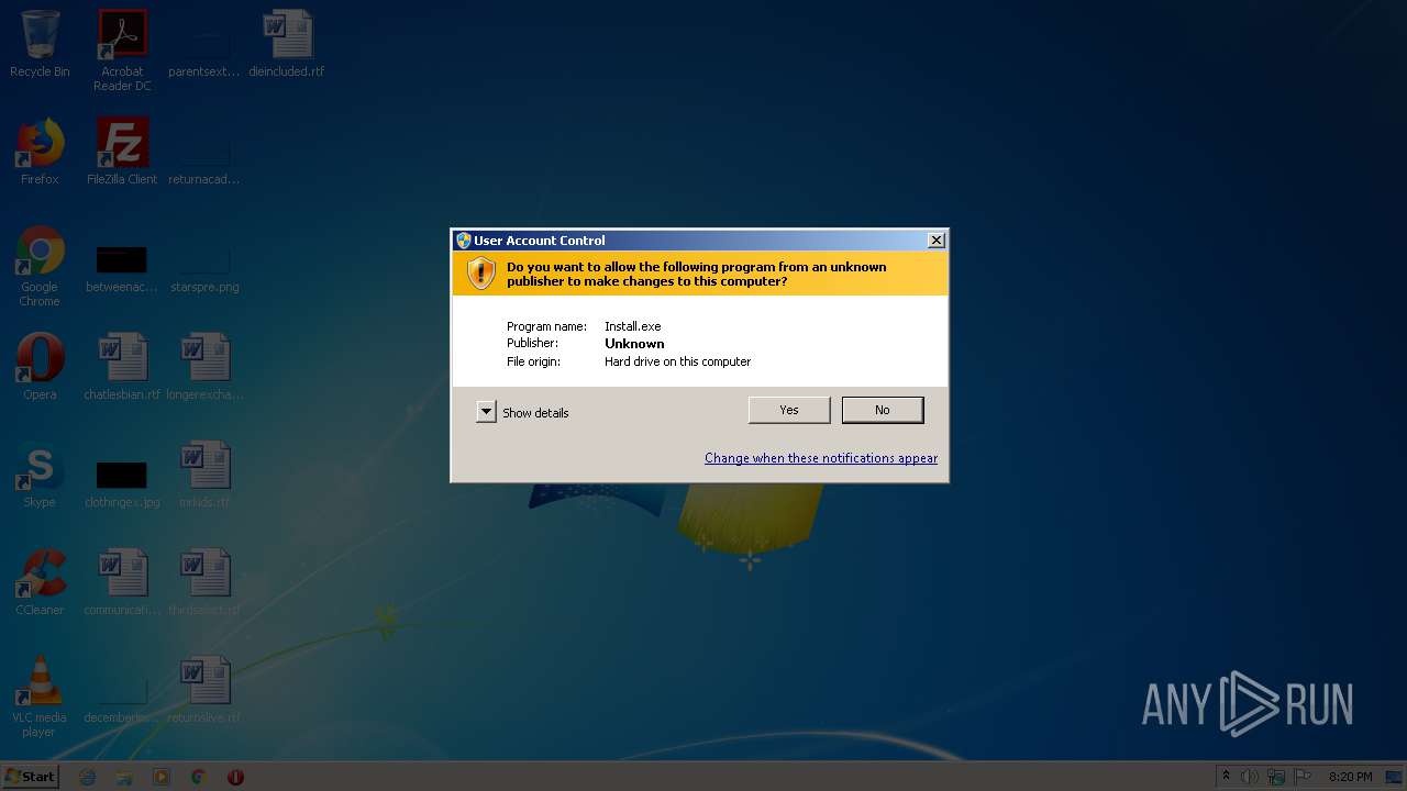 Analysis Install.exe (MD5: CFC35C3F96F94B6F4BE37A1CEF41BF0D) Malicious ...