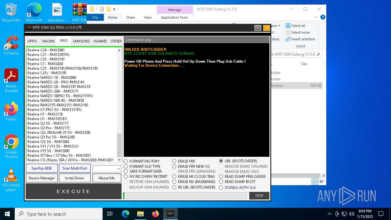Malware analysis MTK GSM Sulteng V1.3.8.exe Malicious activity | ANY.RUN - Malware Sandbox Online