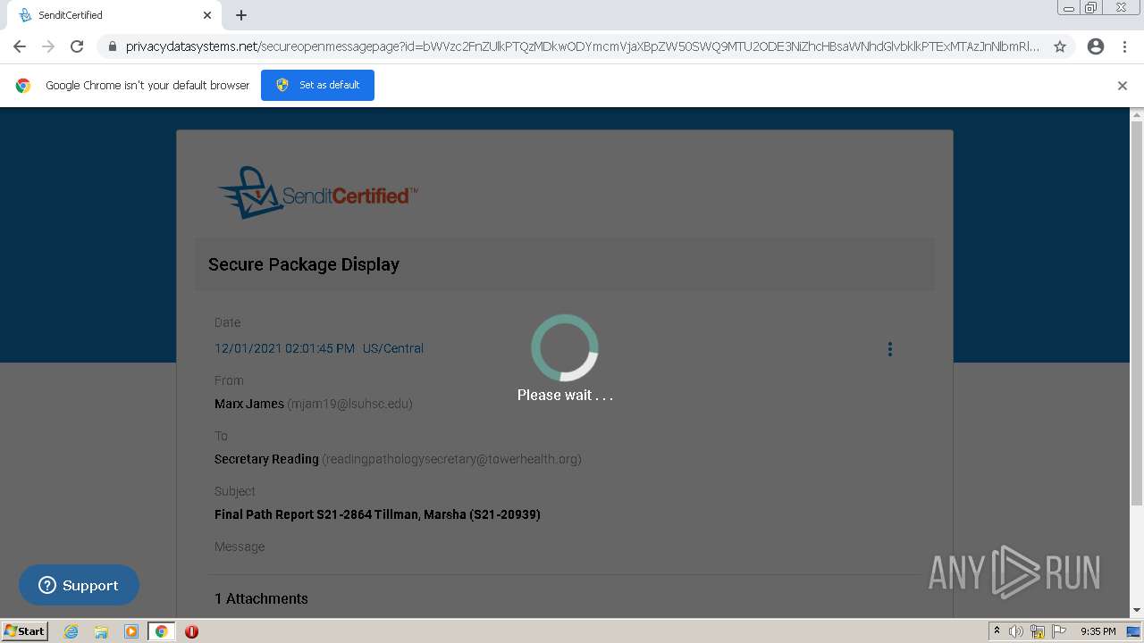 Malware analysis https://urldefense.com/v3/__https://zuul.privacydatasystems.net/thor-tinyurl ...