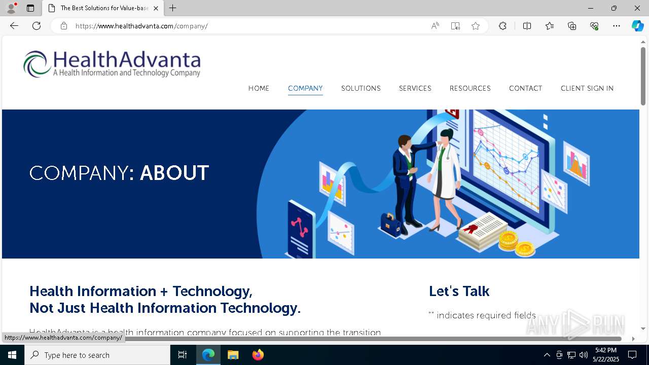 Analysis www.healthadvanta.com No threats detected - Interactive analysis ANY.RUN
