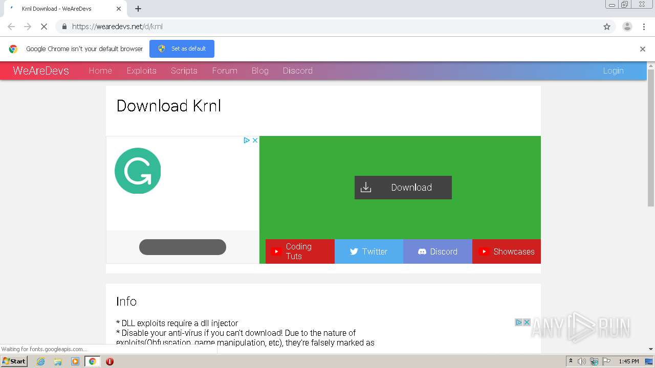 Malware analysis https://wearedevs.net/d/krnl Malicious activity | ANY ...