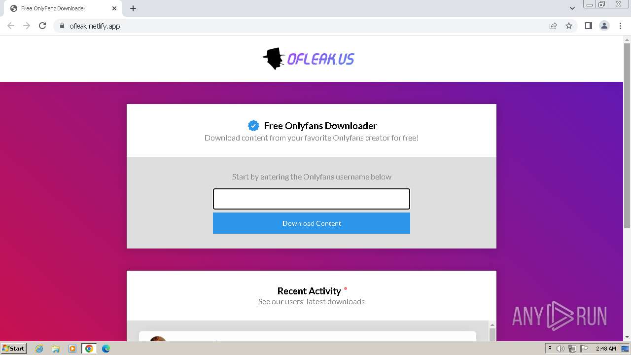 Malware analysis ofleak.us Malicious activity | ANY.RUN - Malware Sandbox Online