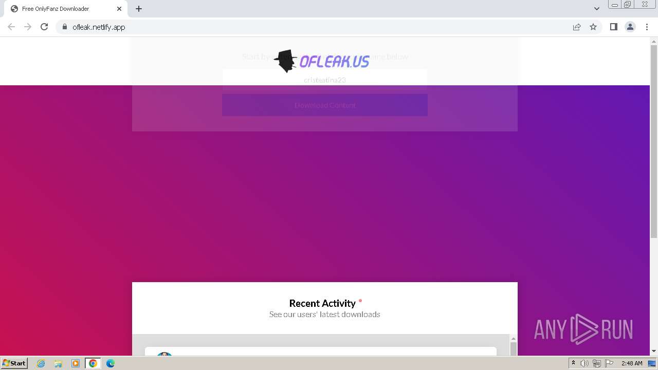 Malware analysis ofleak.us Malicious activity | ANY.RUN - Malware Sandbox Online