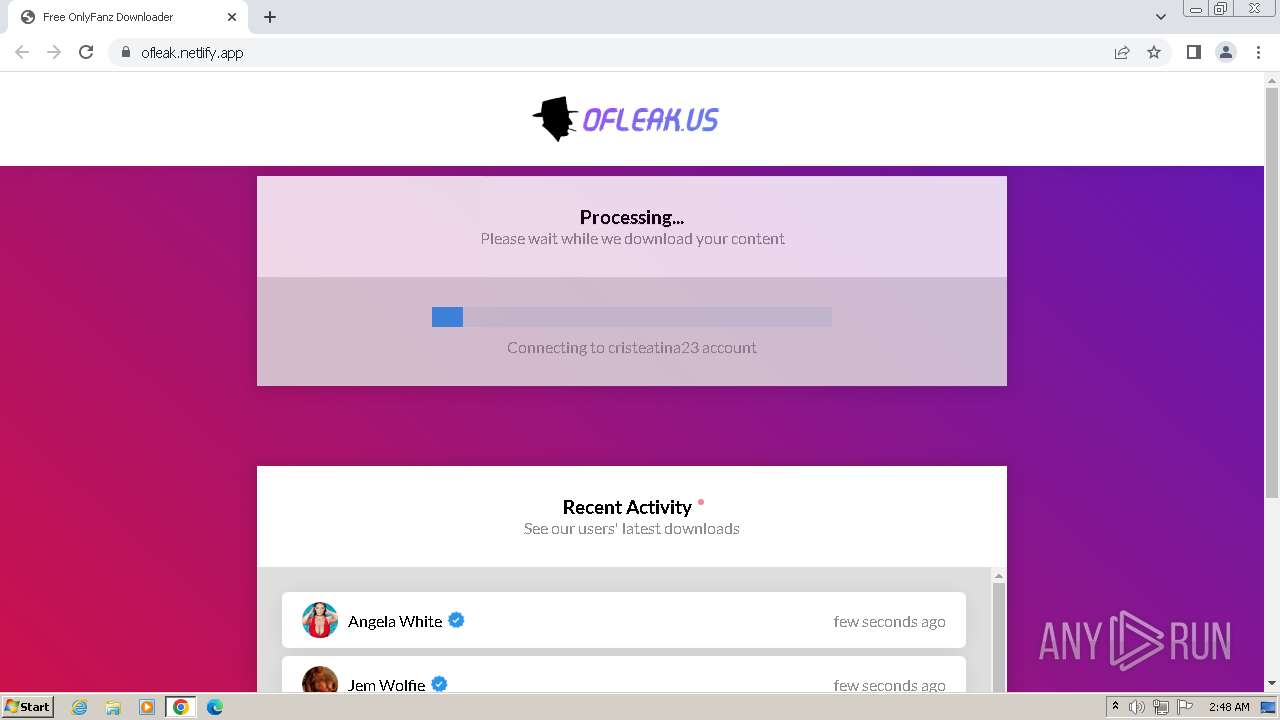 Malware analysis ofleak.us Malicious activity | ANY.RUN - Malware Sandbox Online