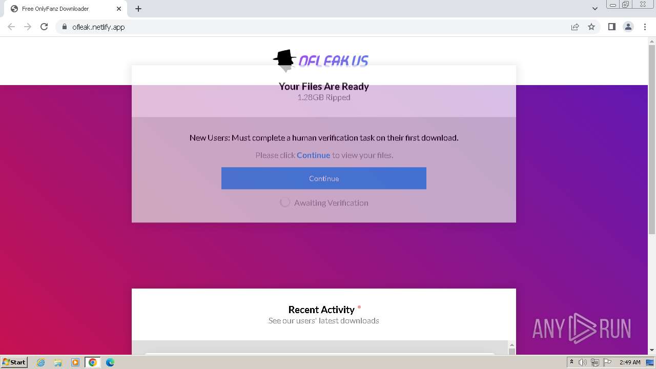 Malware analysis ofleak.us Malicious activity | ANY.RUN - Malware Sandbox Online