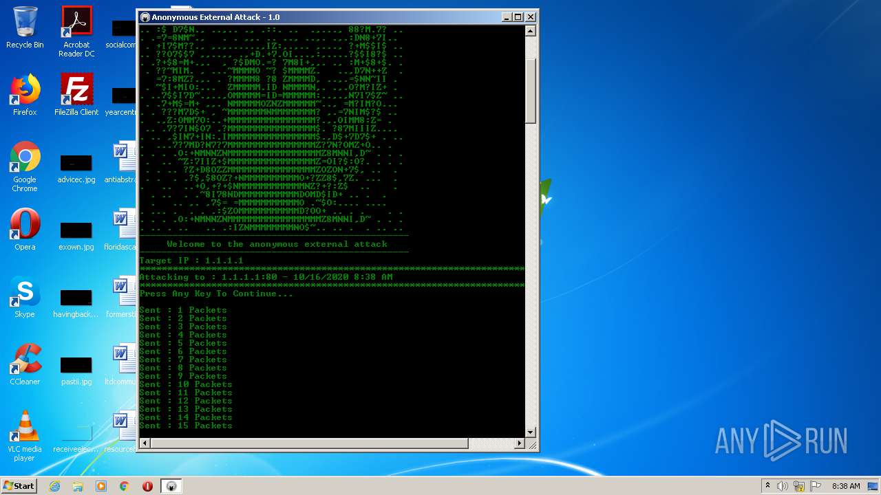 Analysis Anonymous External Attack.exe (MD5: 20E2AA585FC0C9CE6A036AE4F41E988F) No threats ...