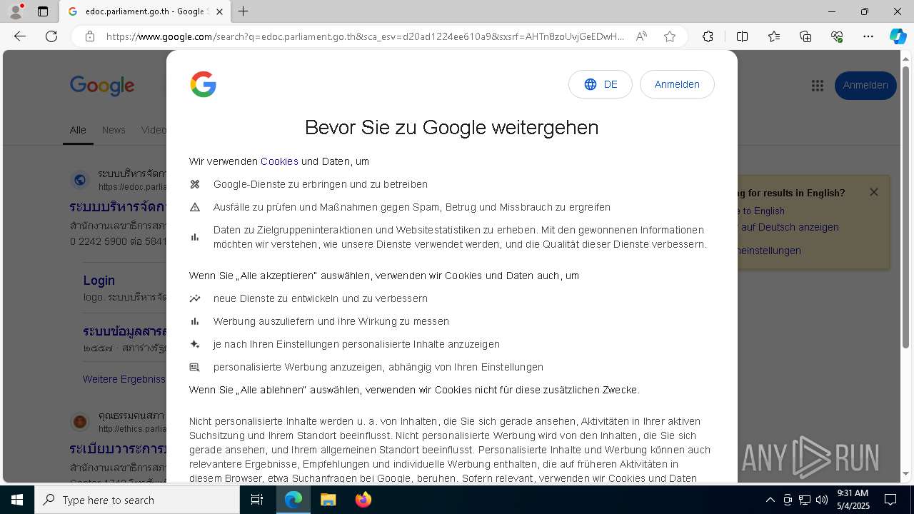Malware analysis https://www.google.com/search?q=edoc.parliament.go.th ...