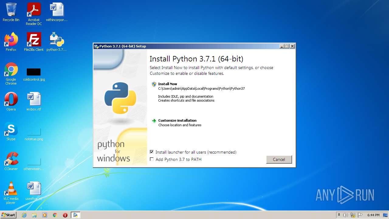 Malware analysis python-3.7.1-amd64.exe Malicious activity | ANY.RUN ...