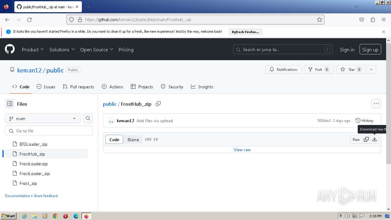 Malware analysis https://github.com/keman12/public/blob/main/Frost_.zip Malicious activity | ANY ...